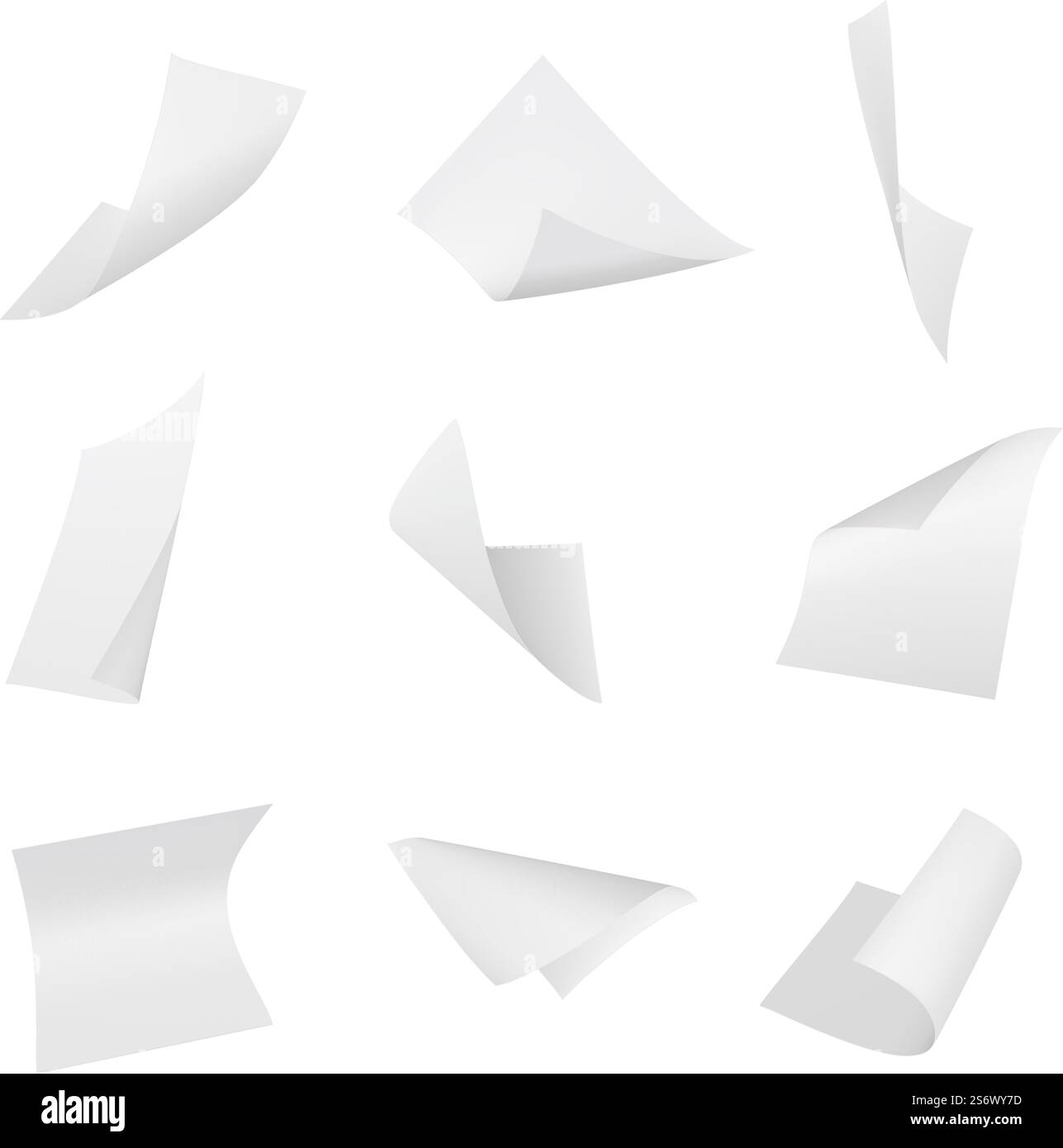 Papers flying. Book sheets stack of blank office sheets decent vector ...