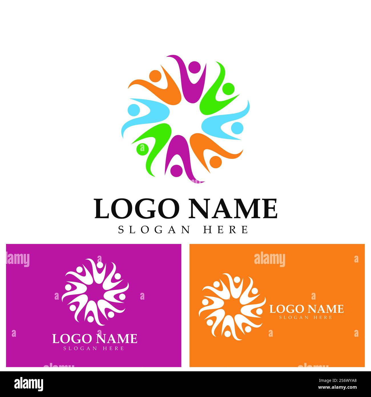 Community logo icon design with colorful people in a circular shape ...