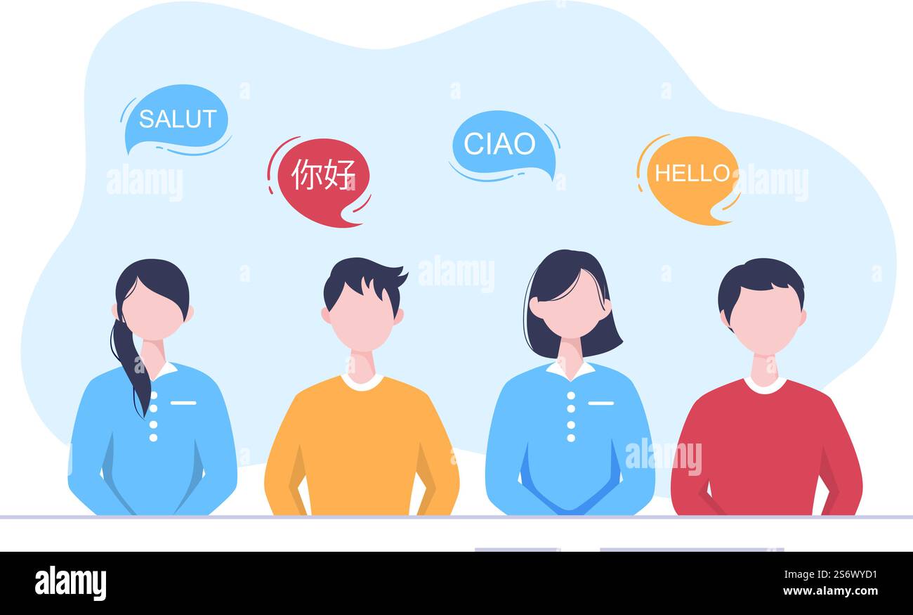 Translator or Translation Language Illustration. Say hello in Different ...