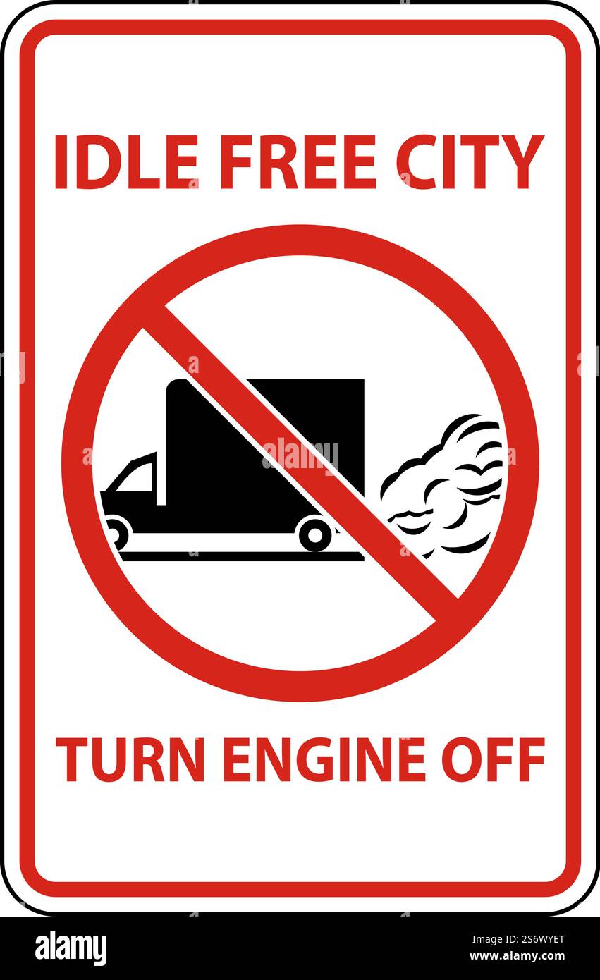 Idle Free City Turn Off Engine Sign On White Background Stock Vector ...