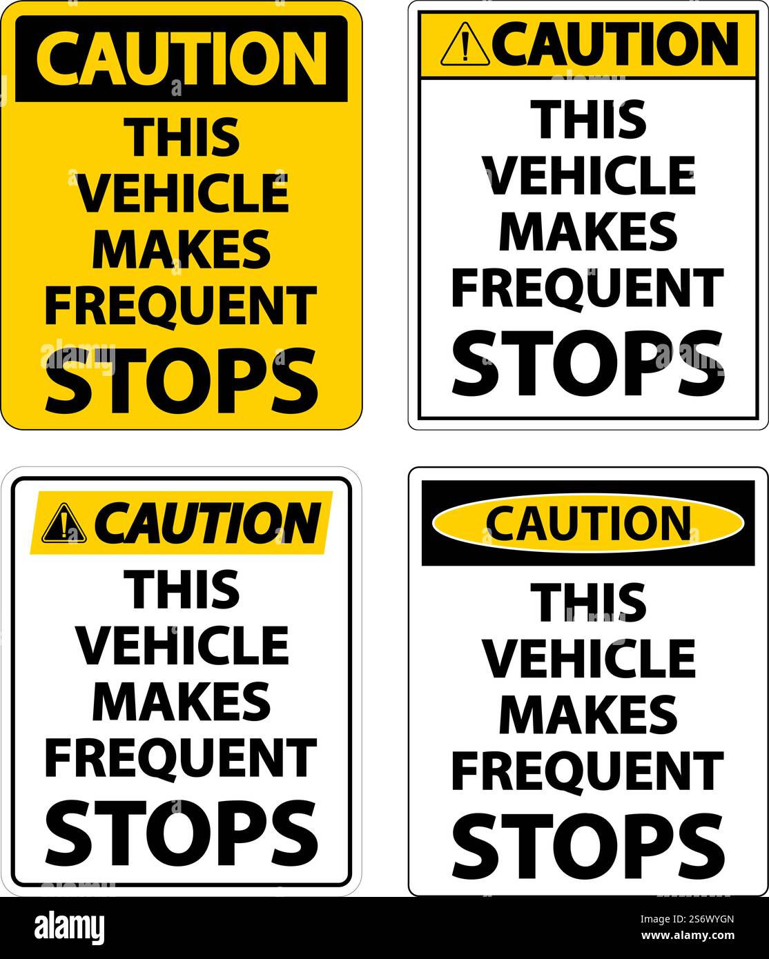 Caution This Vehicle Makes Frequent Stops Label On White Background ...