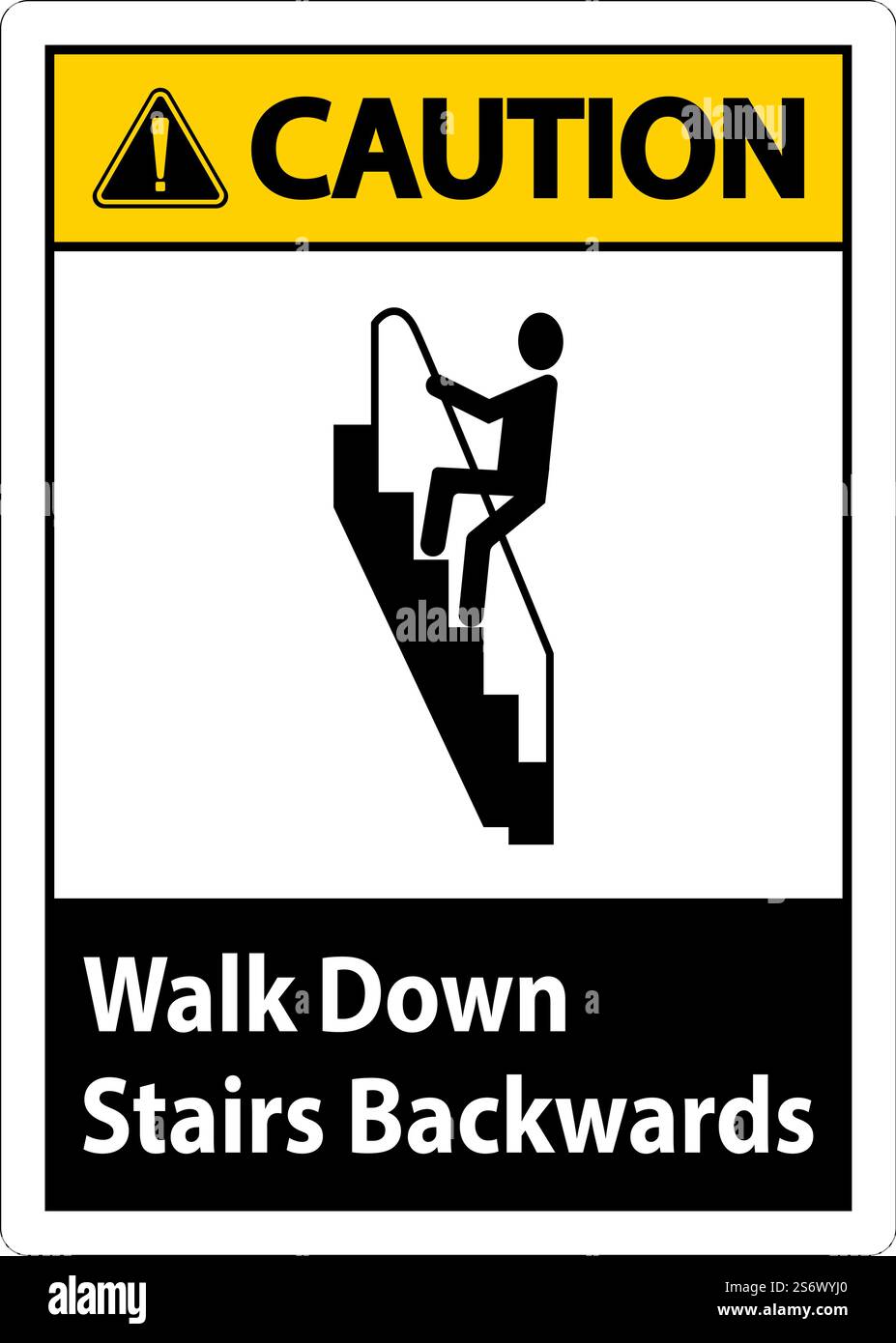 Caution Walk Down Stairs Backwards Sign Stock Vector Image & Art - Alamy