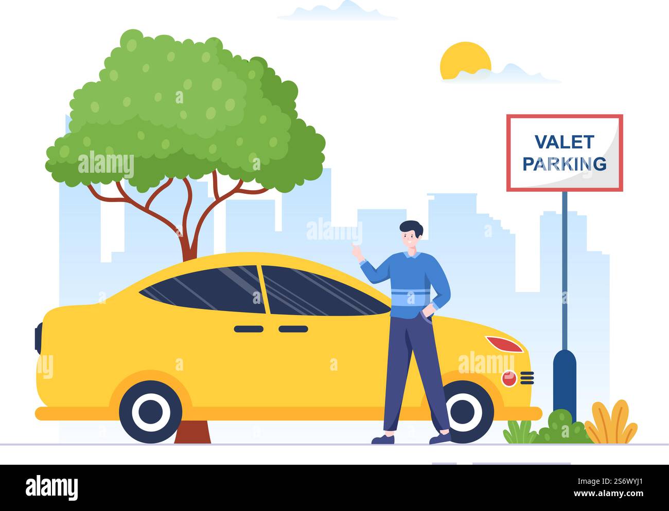 Valet Parking with Ticket Image and Multiple Cars on Public Car Park in ...