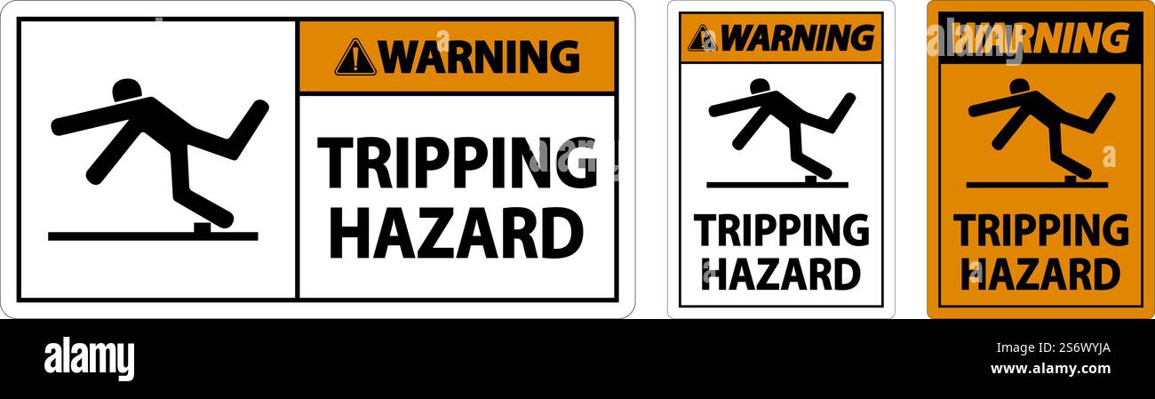 Warning Tripping Hazard Sign On White Background Stock Vector Image ...