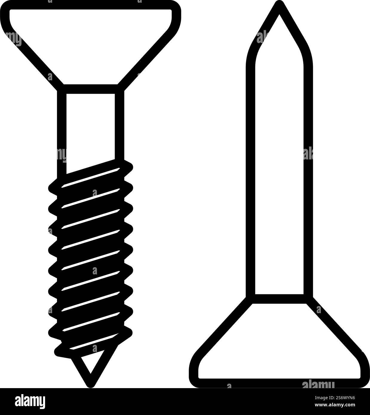 Icon Of Screw And Nail. Bold outline design with editable stroke width ...