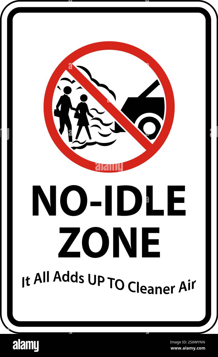 No Idle Zone Sign On White Background Stock Vector Image & Art - Alamy