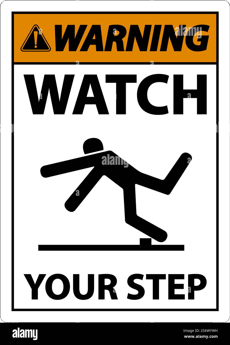 Warning Watch Your Step Sign On White Background Stock Vector Image ...