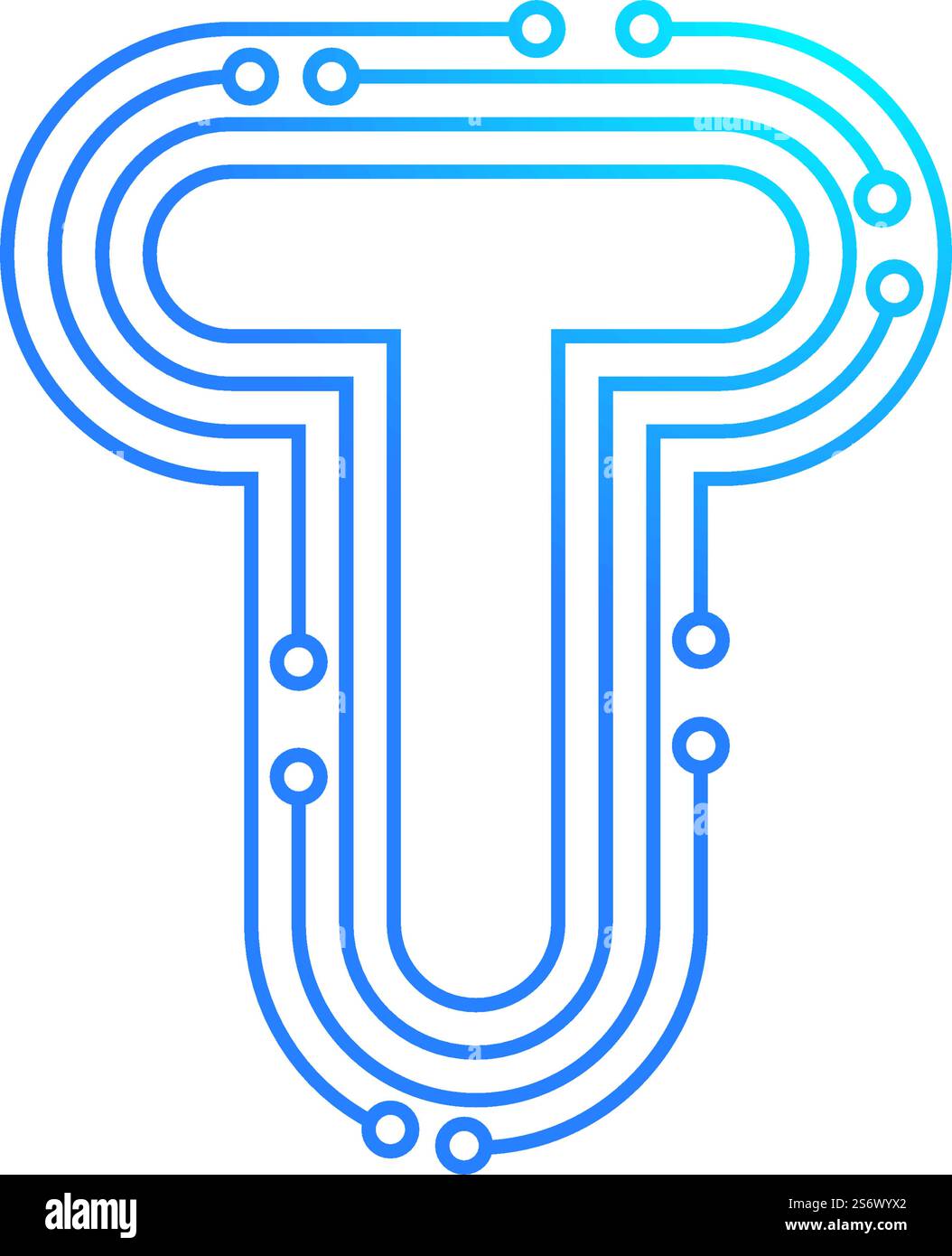 T initial letter Circuit technology illustration logo vector template ...