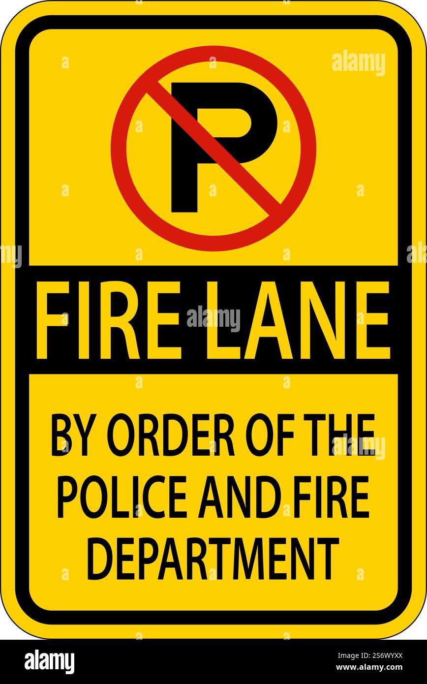Fire Lane Sign On White Background Stock Vector Image & Art - Alamy