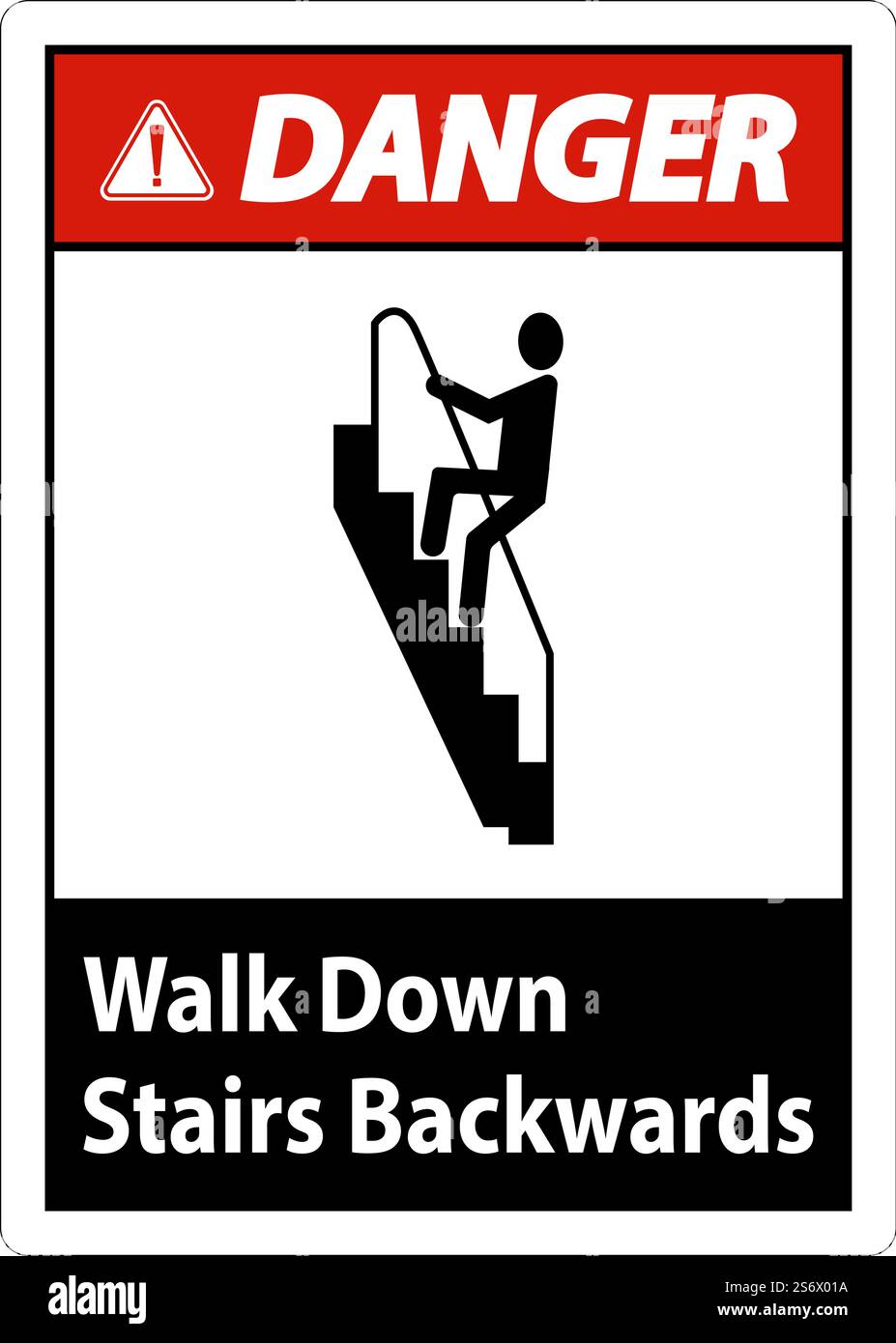 Danger Walk Down Stairs Backwards Sign Stock Vector Image & Art - Alamy