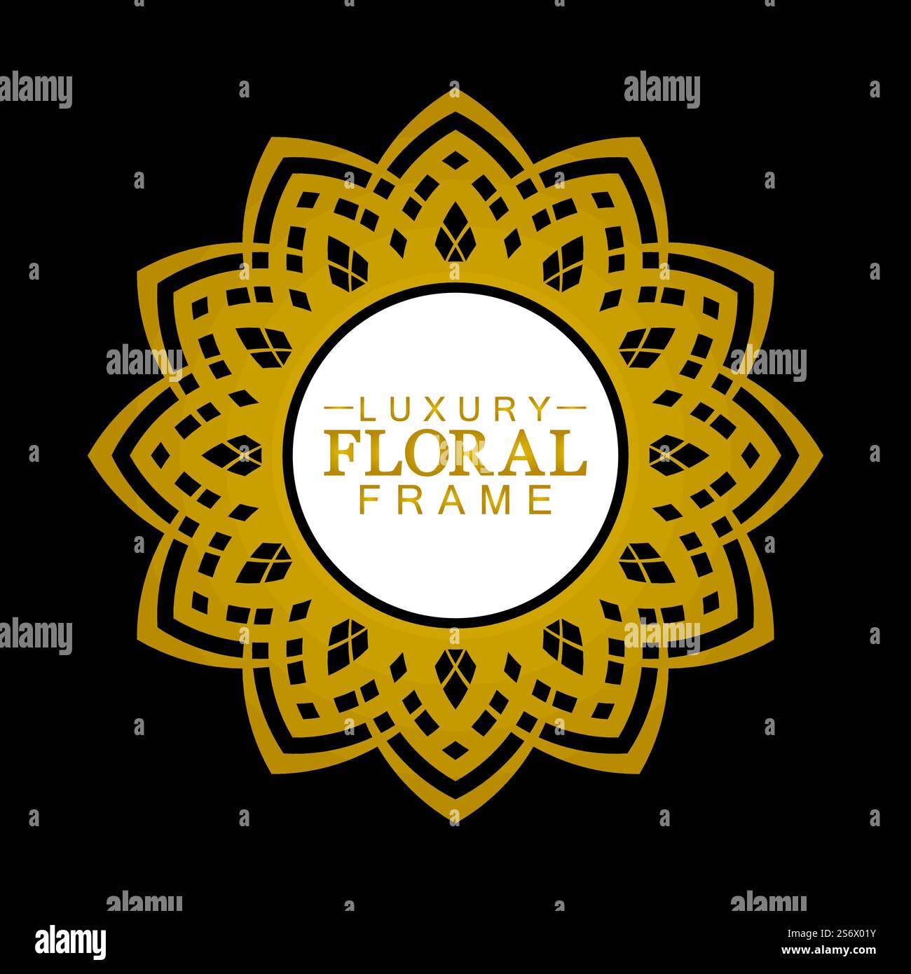 Gold ornamental round, Decorative art frame, Abstract vector floral ...