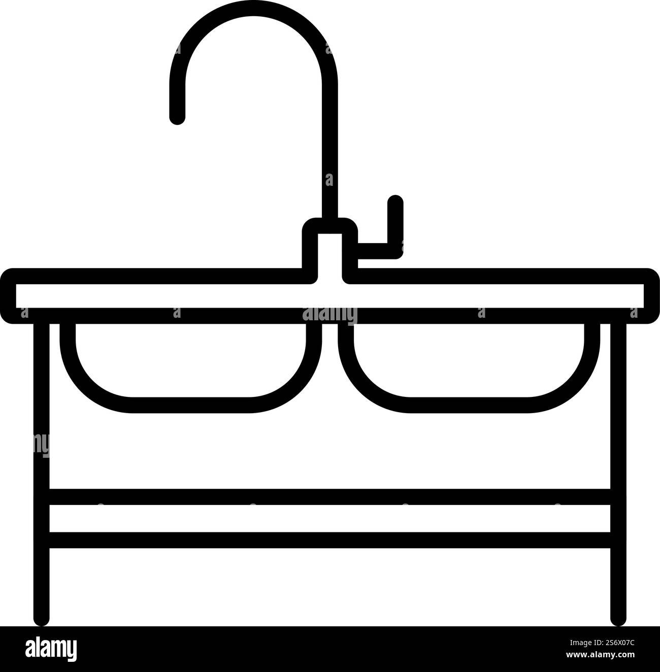 Icon Of Double Sink. Bold outline design with editable stroke width ...