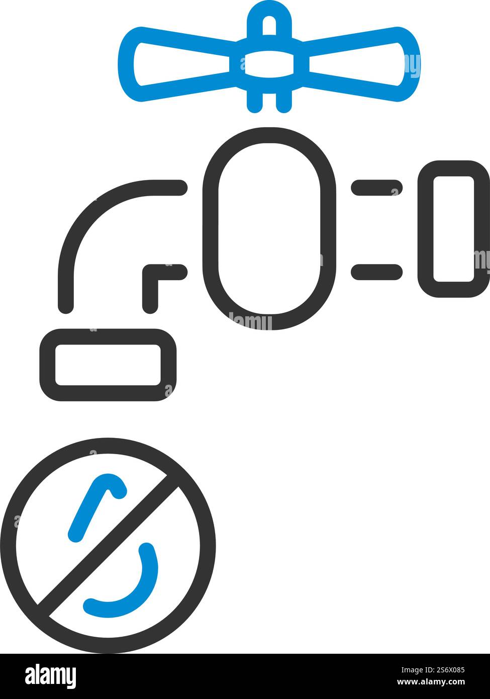 Water Faucet With Dropping Water Icon. Editable Bold Outline With Color ...