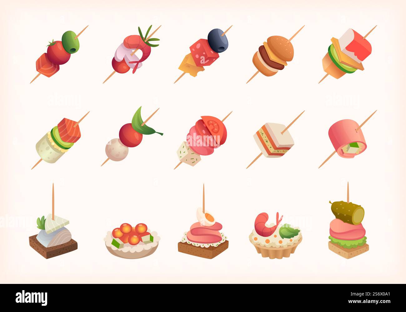 Appetizer food. Various snacks buffet products with cheese vegetables ...