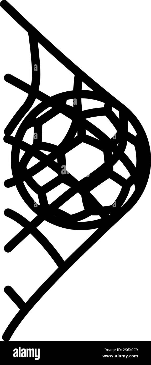 Icon Of Football Ball In Gate Net. Bold outline design with editable ...