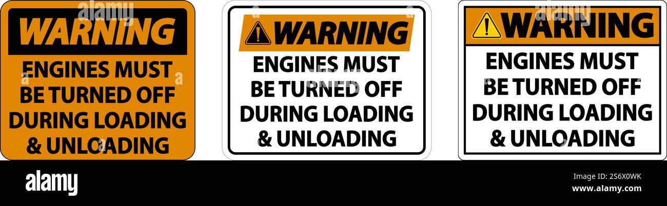 Warning Engines Must Be Turned Off Sign On White Background Stock ...