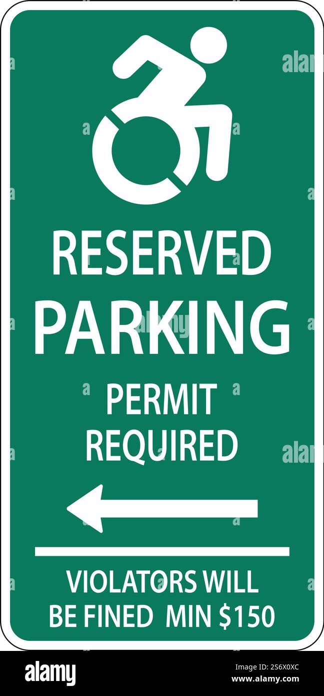 Handicap Parking Sign,Left Arrow Sign On White Background Stock Vector ...