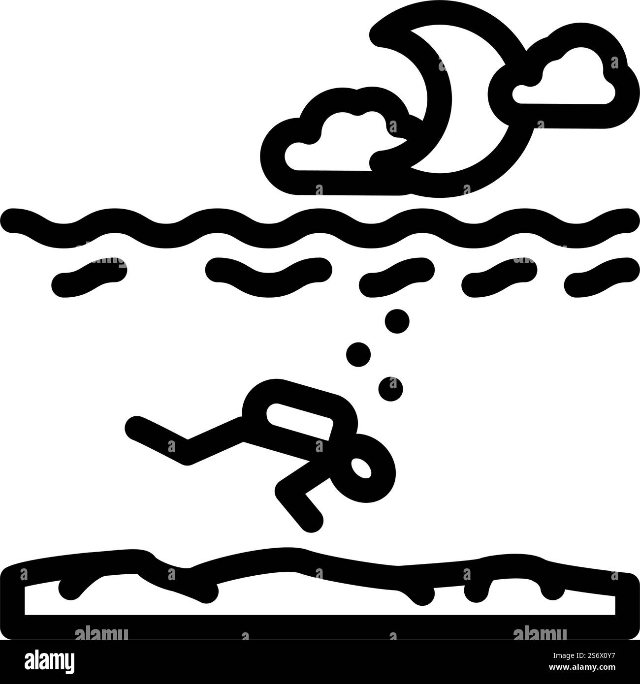 night diving course line icon vector. night diving course sign ...