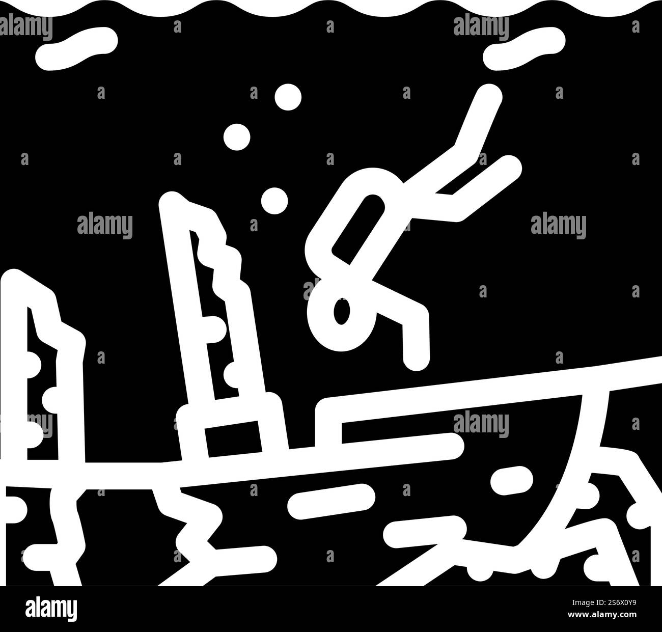 dive course for sunken objects glyph icon vector. dive course for ...