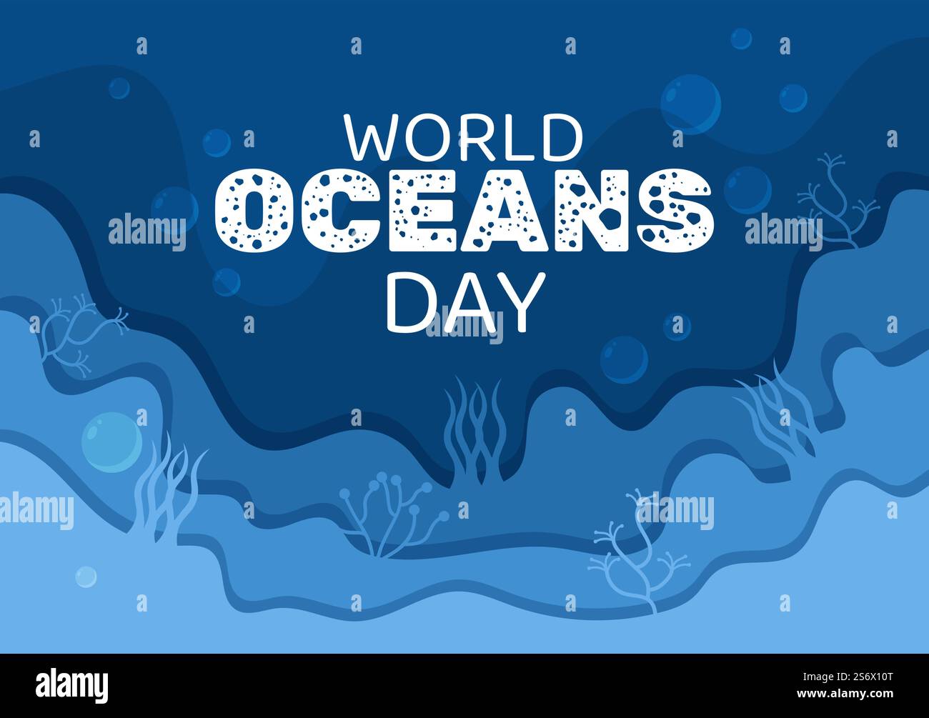 World Ocean Day Cartoon Illustration with Underwater Scenery, Various ...
