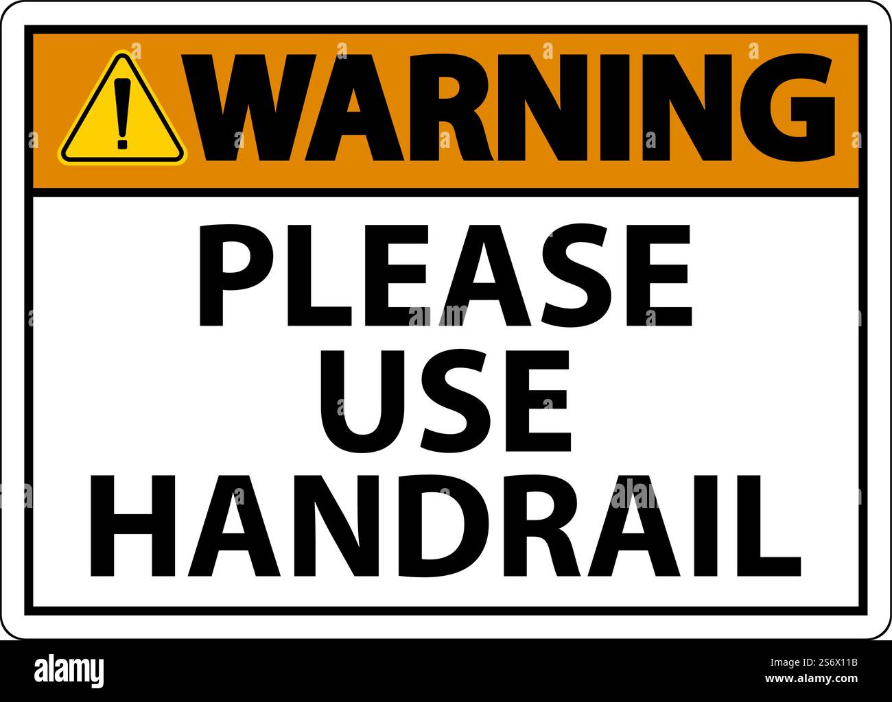 Warning Please Use Handrail Sign On White Background Stock Vector Image ...