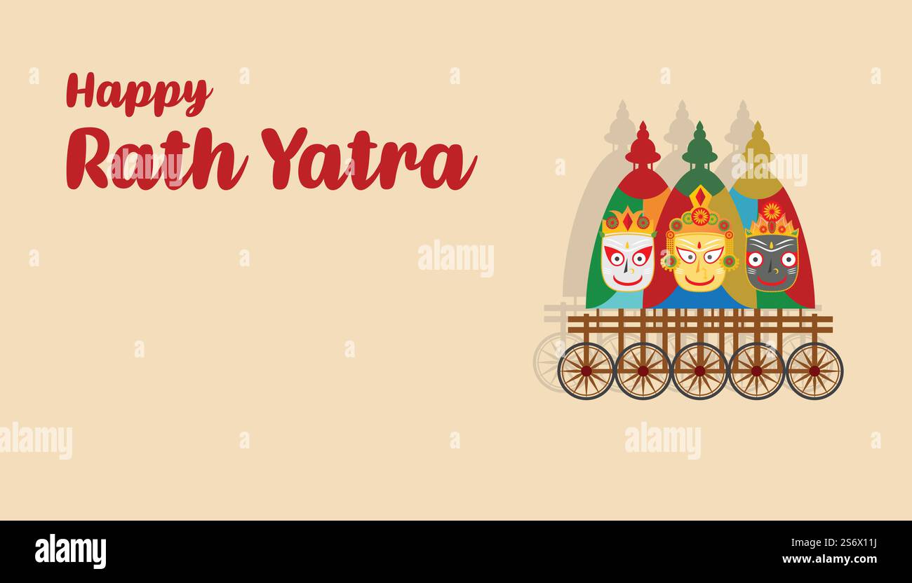 Rath Yatra Indian Festival background template vector flat design Stock ...