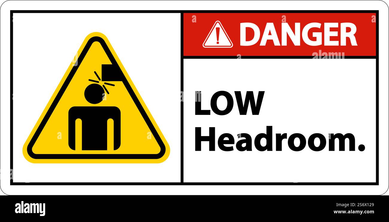 Danger Low Headroom Label Sign On White Background Stock Vector Image ...
