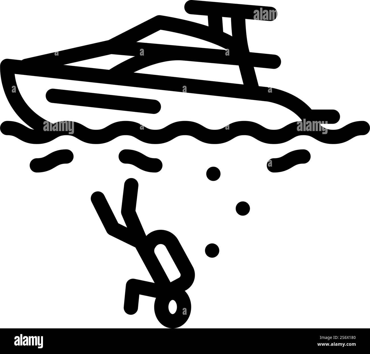 yacht diver line icon vector. yacht diver sign. isolated contour symbol ...