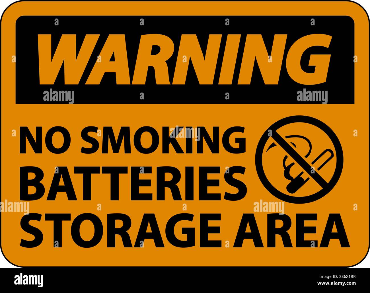 Warning No Smoking Battery Storage Area Sign On White Background Stock ...