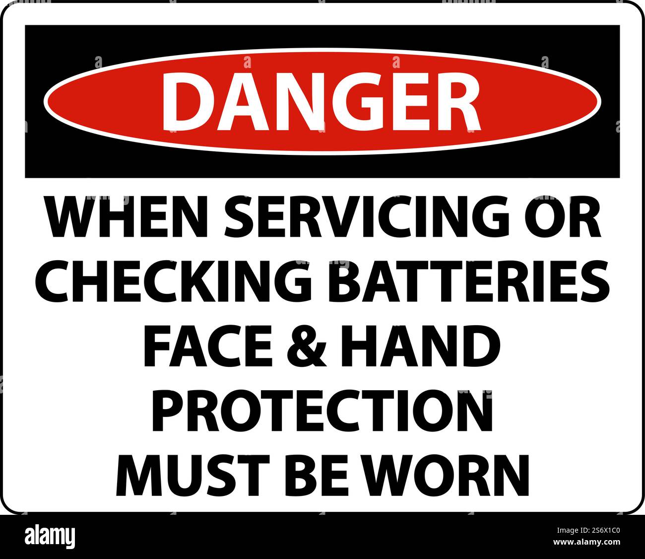 Danger When Servicing Batteries Sign On White Background Stock Vector ...