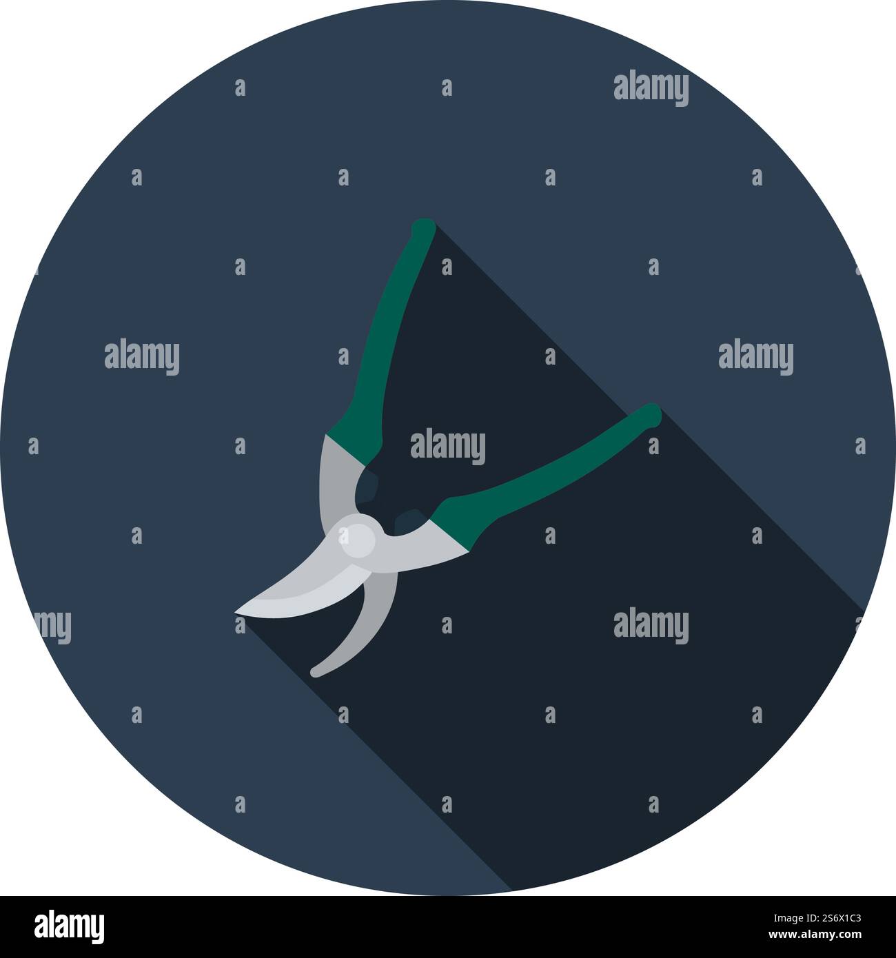 Garden Scissors Icon. Flat Circle Stencil Design With Long Shadow ...