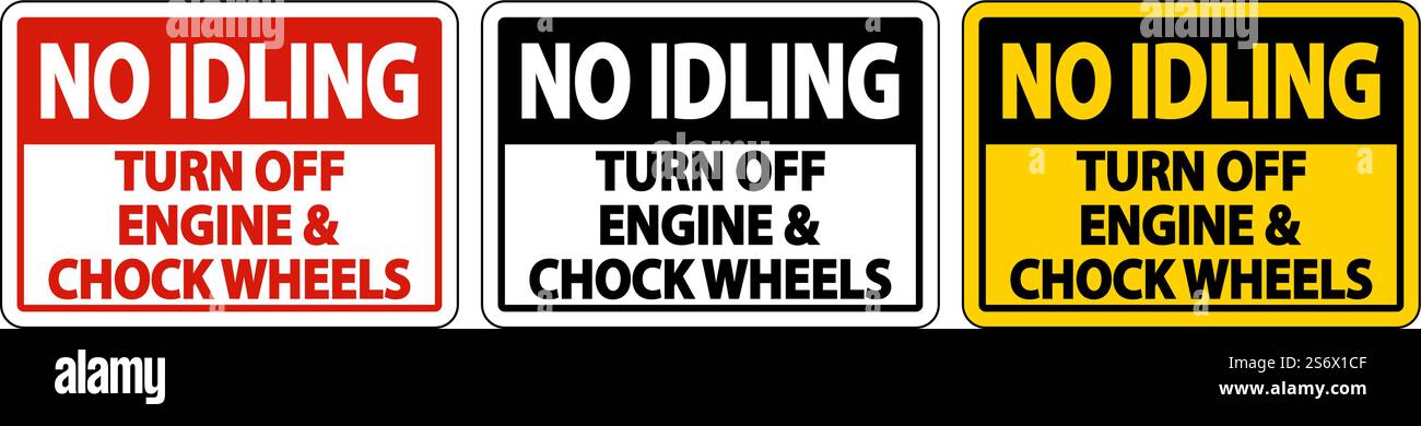 Turn Off Engine and Chock Wheels Sign On White Background Stock Vector ...