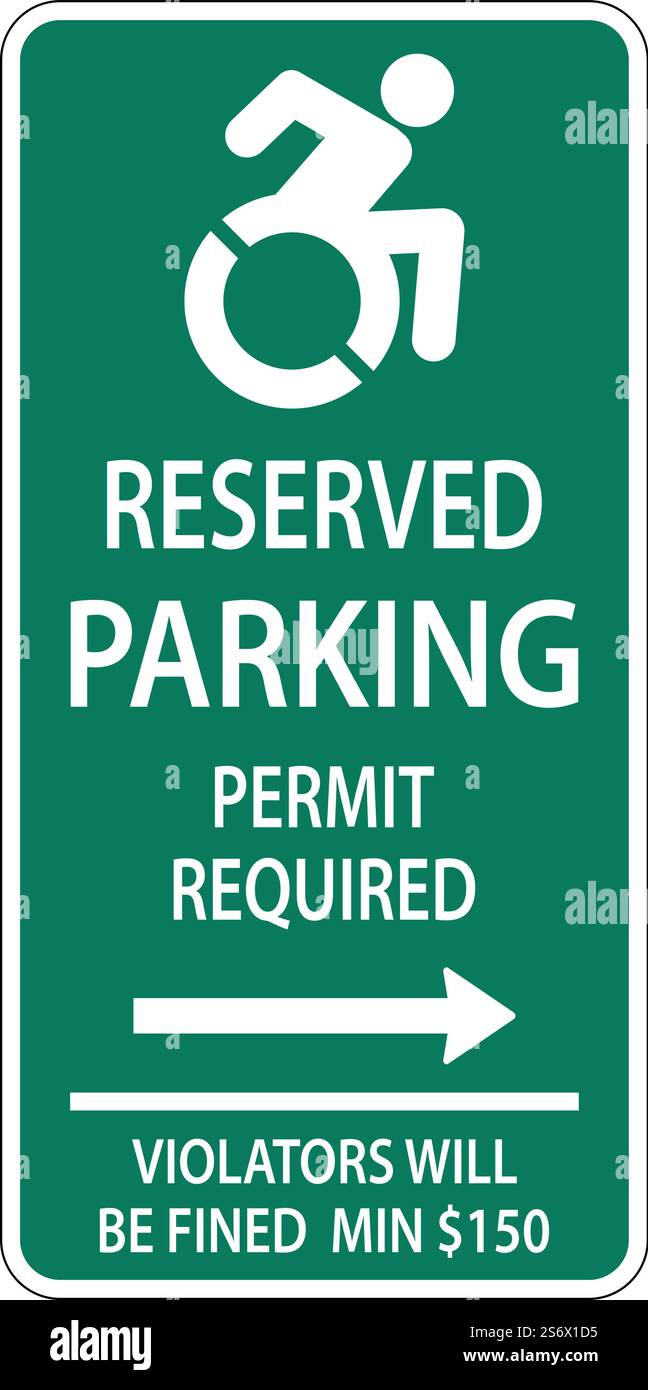 Handicap Parking Sign,Right Arrow Sign On White Background Stock Vector ...