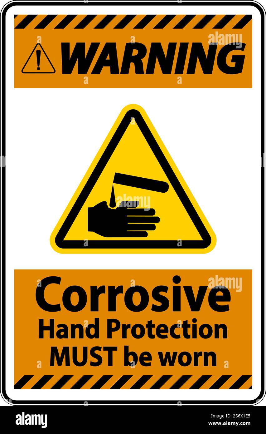 Warning Hand Protection Must Be Worn Sign On White Background Stock ...
