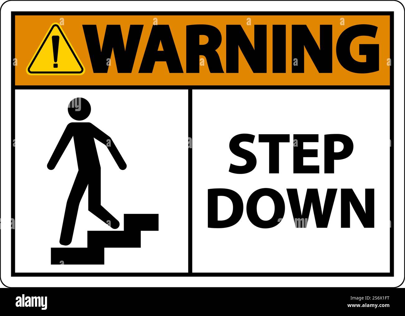 Warning Step Down Sign On White Background Stock Vector Image & Art - Alamy