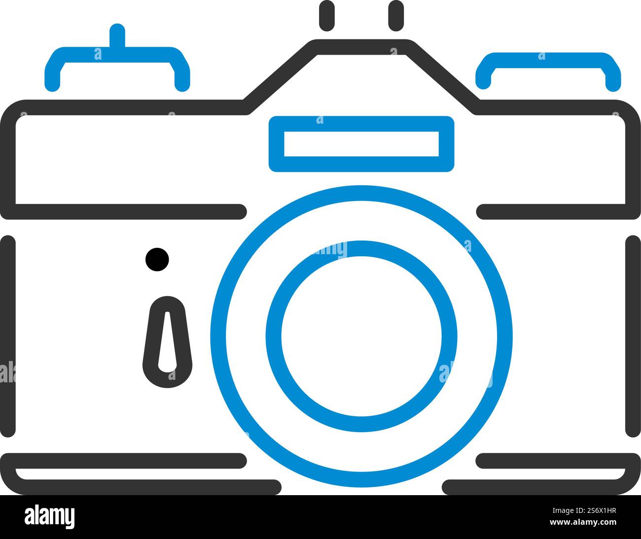 Icon Of Retro Film Photo Camera. Editable Bold Outline With Color Fill ...