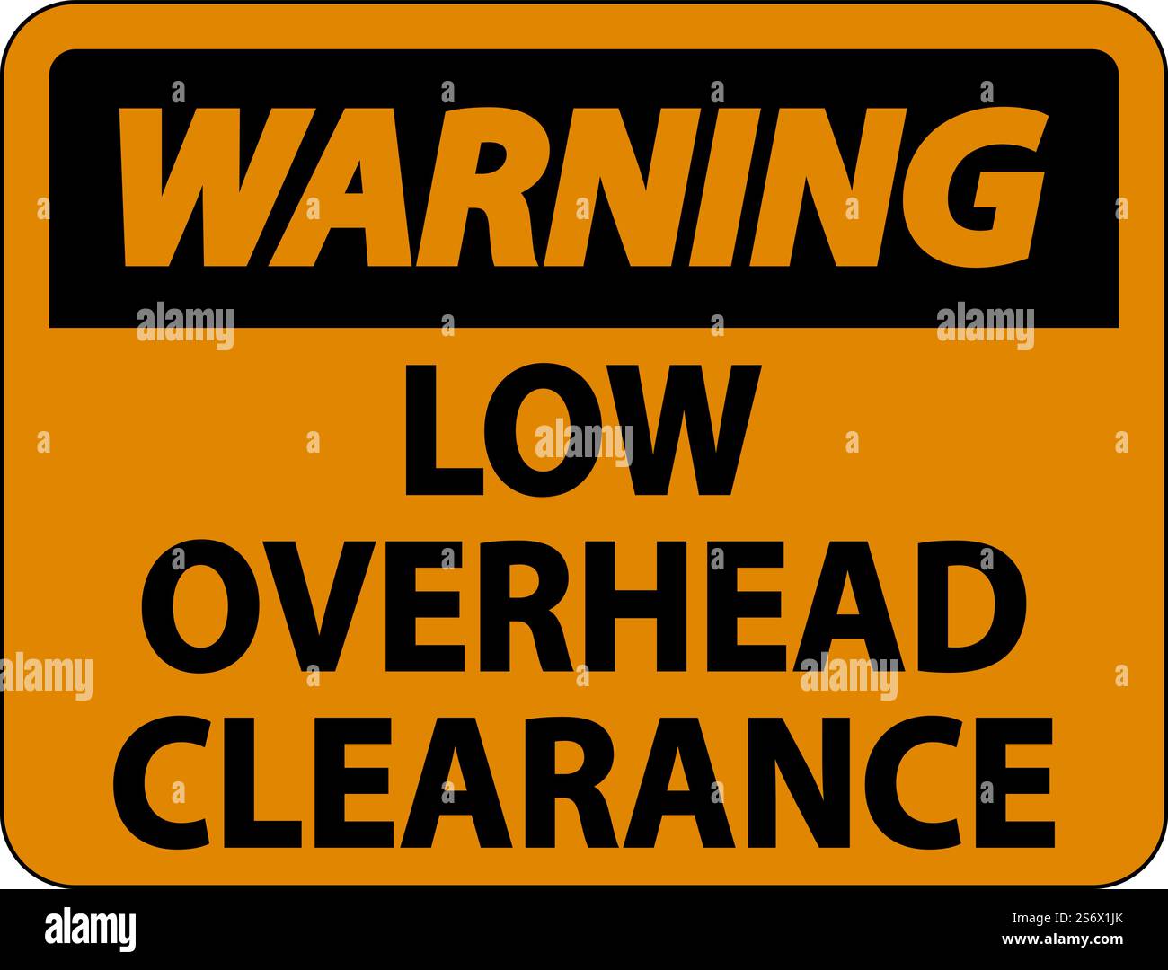 Warning Low Overhead Clearance Sign On White Background Stock Vector ...