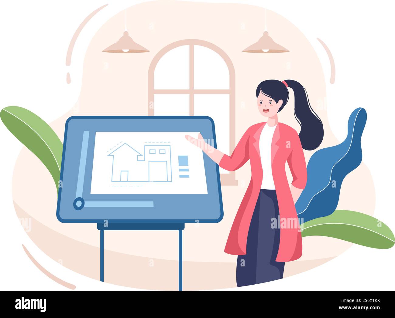 Architect or Engineer Cartoon Illustration using a Multipurpose Board ...