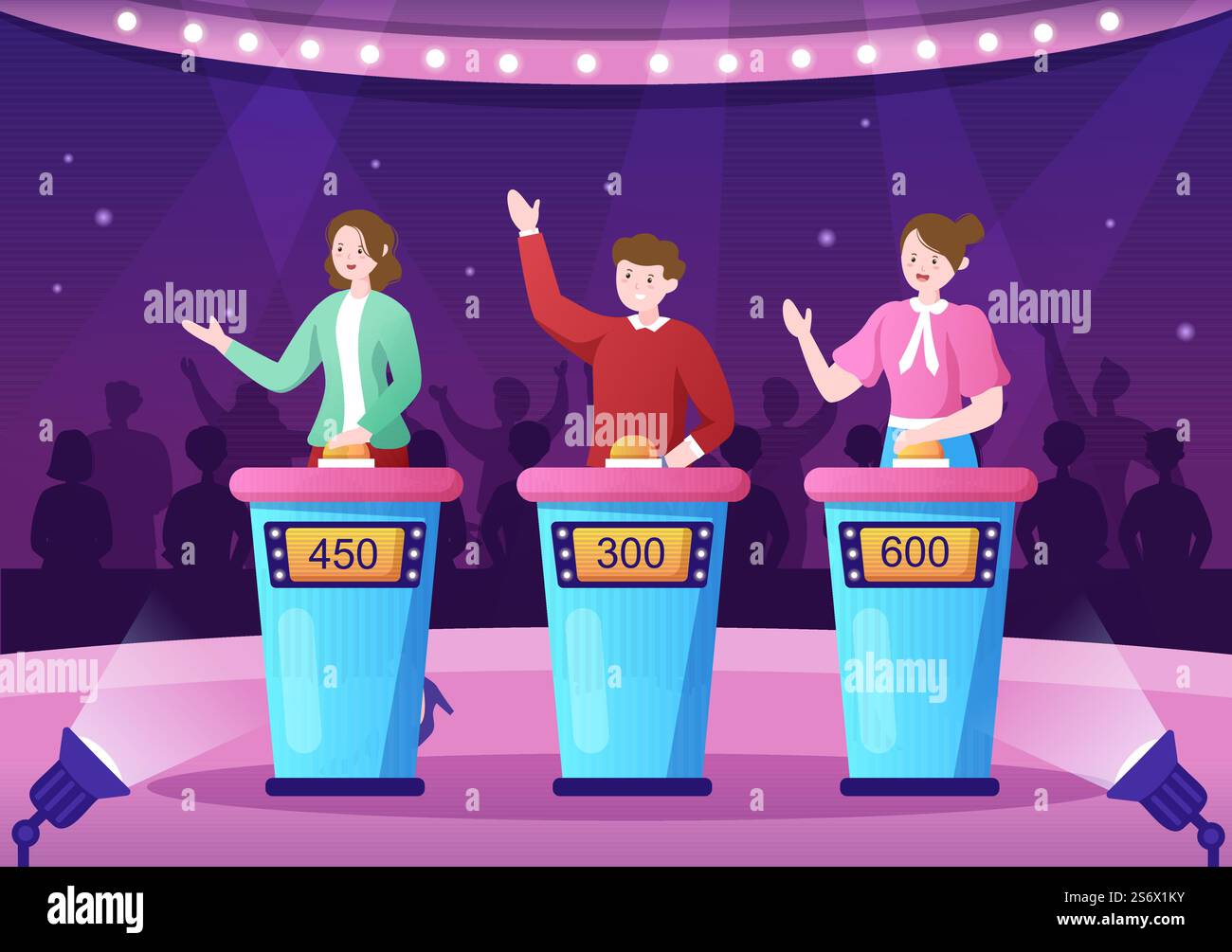 TV Quiz Show with Participants who Answer Questions and Will get Points ...