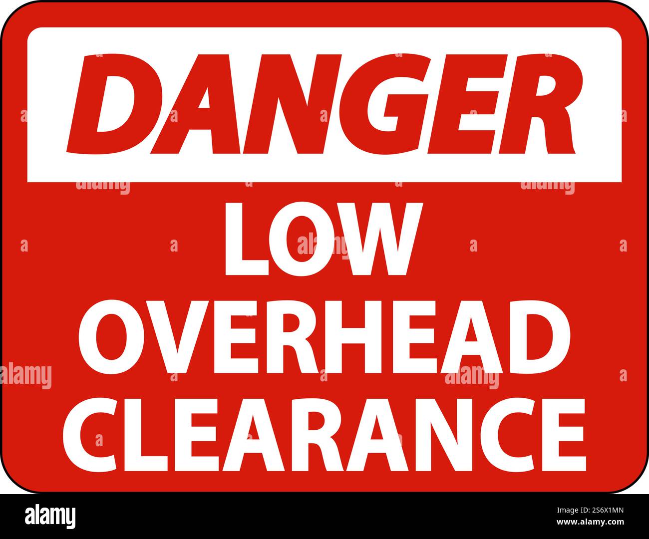 Danger Low Overhead Clearance Sign On White Background Stock Vector ...