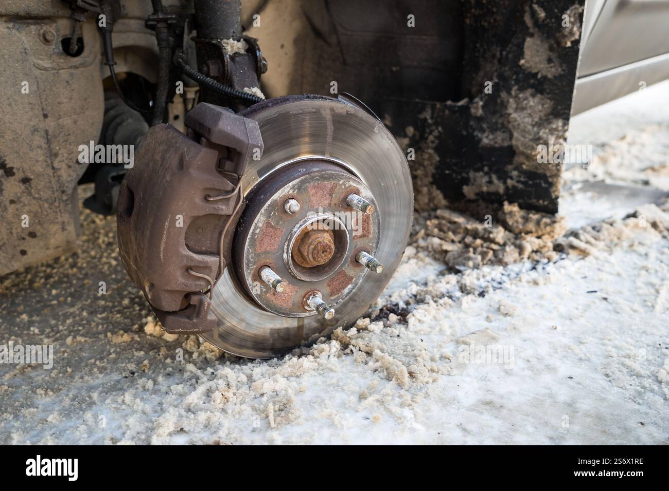 The wheel was lost during street road driving Stock Photo - Alamy