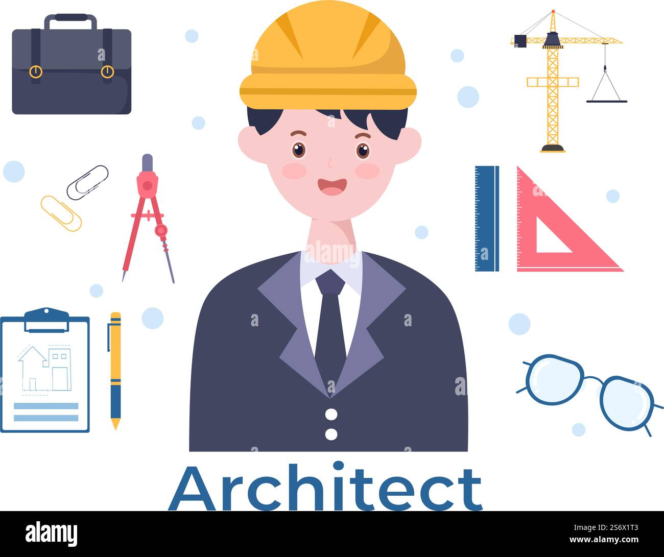 Architect or Engineer Cartoon Illustration using a Multipurpose Board ...