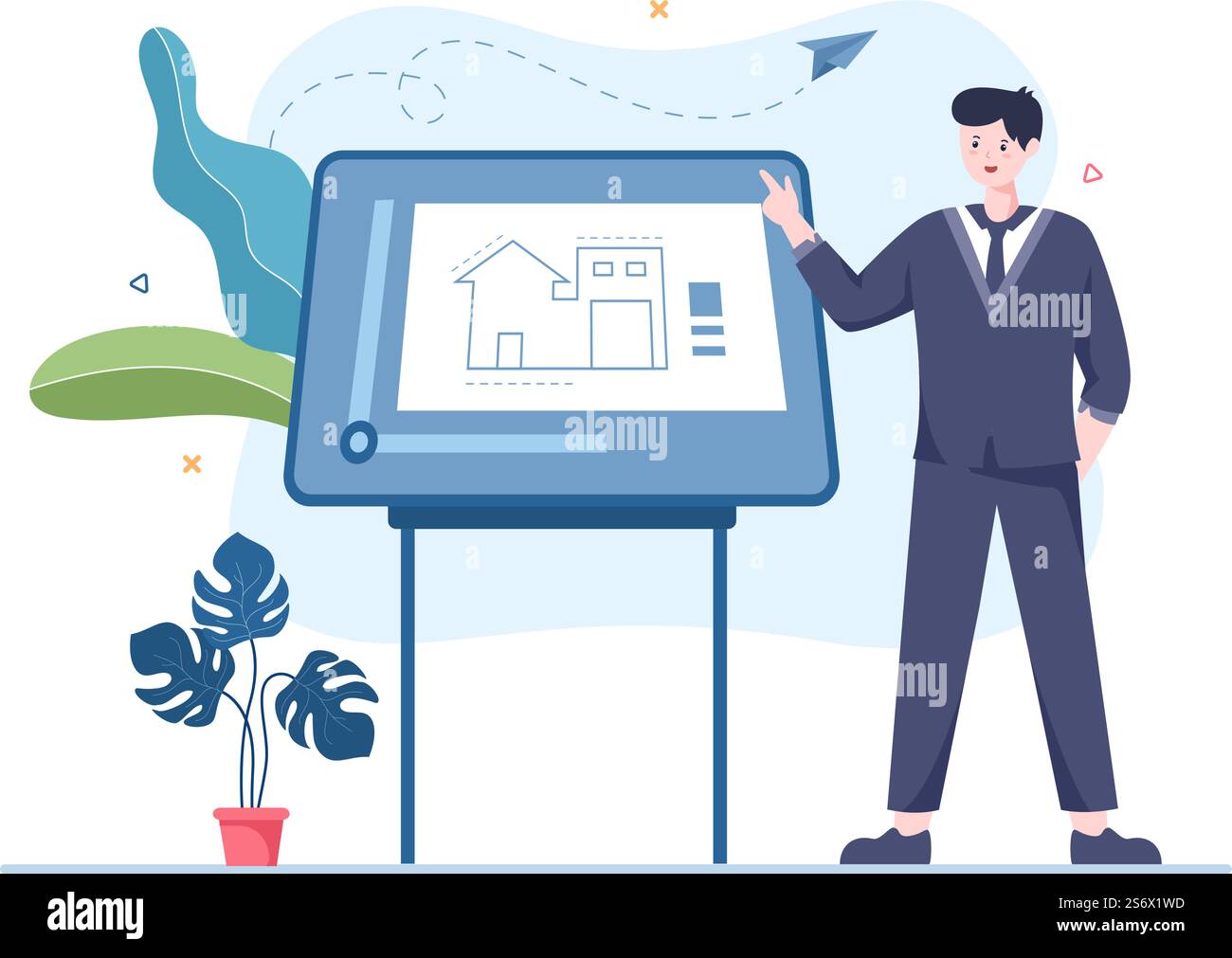 Architect or Engineer Cartoon Illustration using a Multipurpose Board ...
