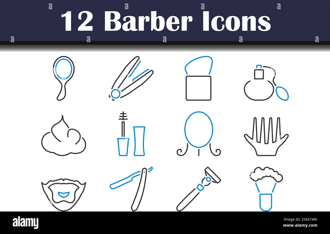Barber Icon Set. Editable Bold Outline With Color Fill Design. Vector ...