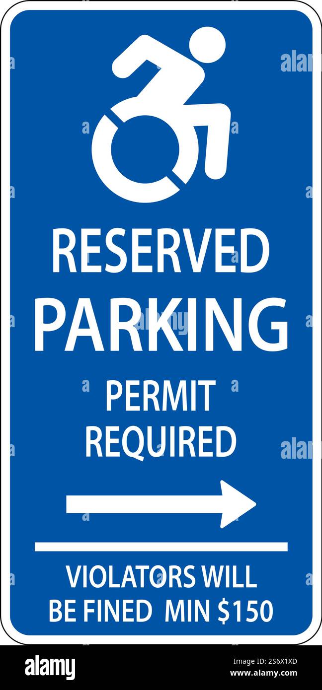 Handicap Parking Sign,Right Arrow Sign On White Background Stock Vector ...