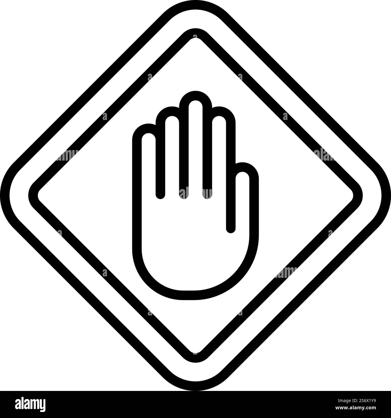 Icon Of Warning Hand. Bold outline design with editable stroke width ...