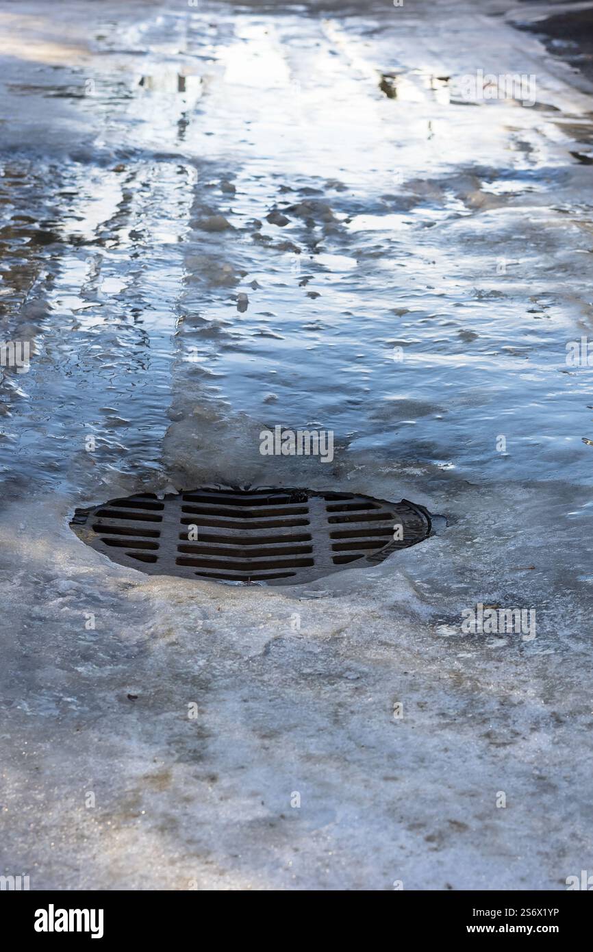 When melted snow get frozen overnight Stock Photo - Alamy