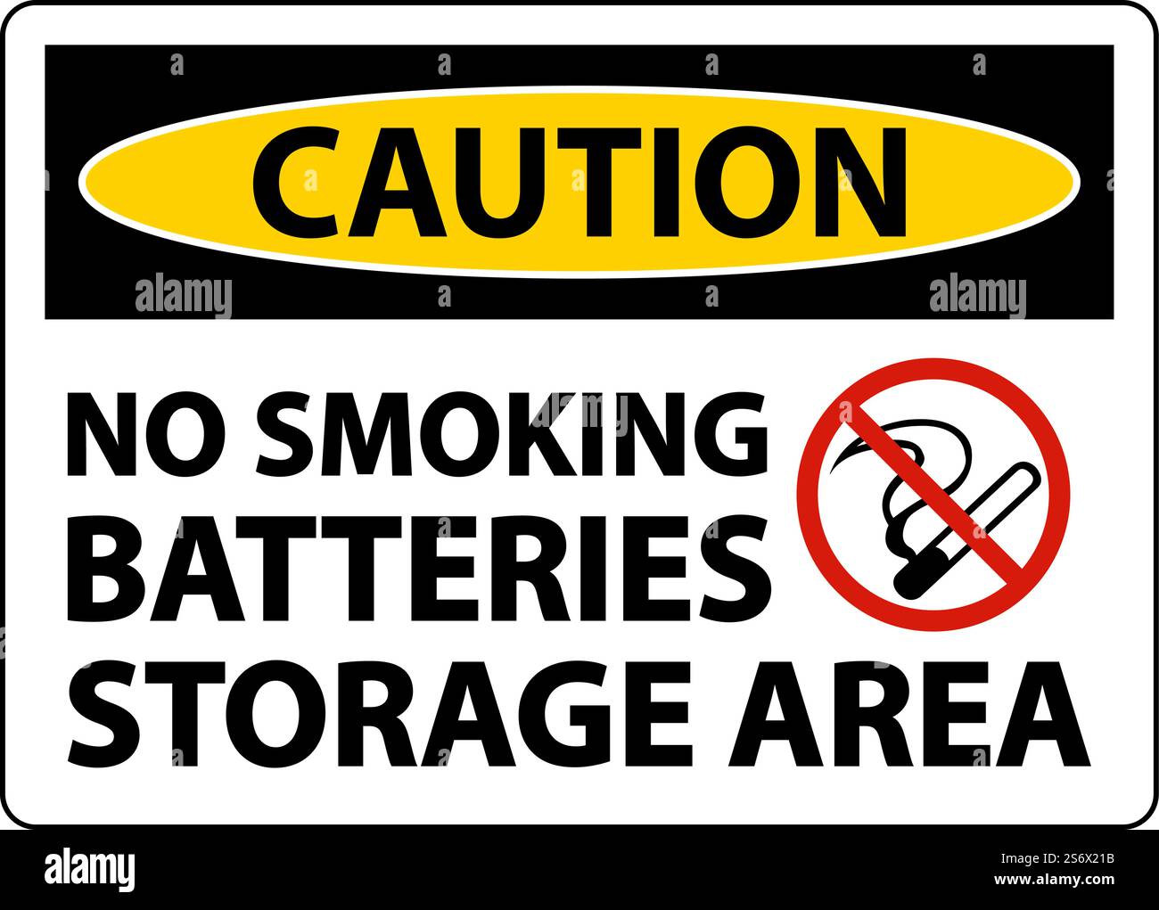 Caution No Smoking Battery Storage Area Sign On White Background Stock ...