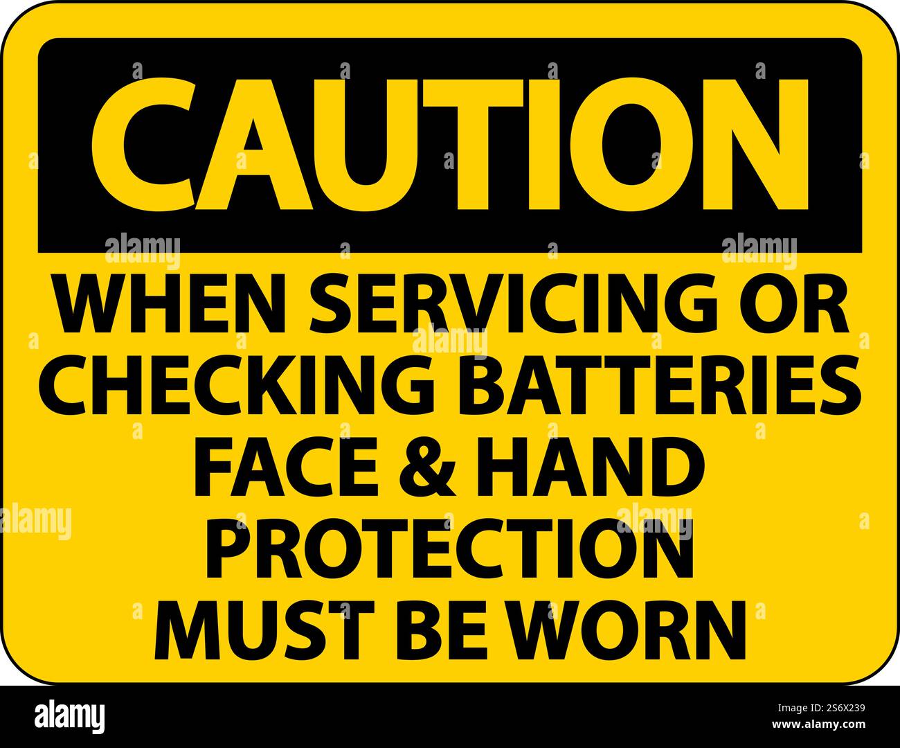 Caution When Servicing Batteries Sign On White Background Stock Vector ...