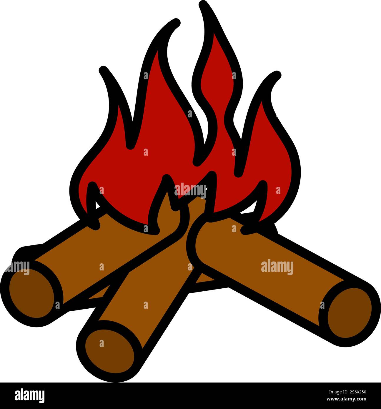 Icon Of Camping Fire. Editable Bold Outline With Color Fill Design ...